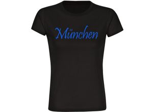 4068859067694 - multifanshop Damen T-Shirt - München blau - Schriftzug - Druck blau - Frauen