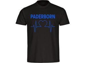 4068859040888 - multifanshop Herren T-Shirt - Paderborn - Herzschlag - Druck blau - Männer
