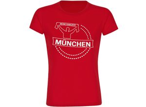 4068859141349 - multifanshop Damen T-Shirt - München rot - Meine Fankurve - Druck weiß - Frauen