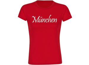 4068859161460 - multifanshop Damen T-Shirt - München rot - Schriftzug - Druck weiß - Frauen