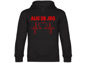 4068859102050 - multifanshop Kapuzen Sweatshirt - Augsburg - Herzschlag - Druck rot - Hoodie