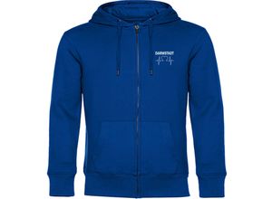 4068859035969 - multifanshop Kapuzen Sweatshirt Jacke - Darmstadt - Herzschlag - Druck weiß - Sweat