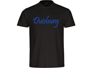 4068859066345 - multifanshop Herren T-Shirt - Duisburg - Schriftzug - Druck blau - Männer