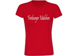 4068859151713 - multifanshop Damen T-Shirt - Freiburg - Freiburger Mädchen - Druck weiß - Frauen