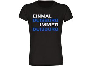 4068859057763 - multifanshop Damen T-Shirt - Duisburg - Einmal Immer - Druck blau - Frauen