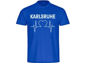 4068859038656 - multifanshop Herren T-Shirt - Karlsruhe - Herzschlag - Druck weiß - Männer