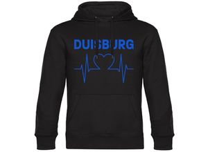 4068859036928 - multifanshop Kapuzen Sweatshirt - Duisburg - Herzschlag - Druck blau - Hoodie