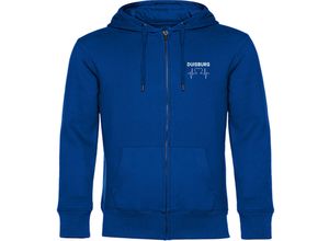 4068859037147 - multifanshop Kapuzen Sweatshirt Jacke - Duisburg - Herzschlag - Druck weiß - Sweat