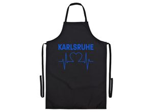 4068859039660 - multifanshop Grillschürze - Karlsruhe - Herzschlag - Druck blau - Schürze
