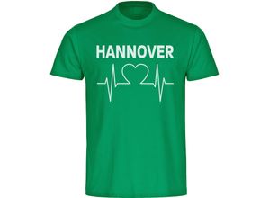 4068859172732 - multifanshop Herren T-Shirt - Hannover - Herzschlag - Druck weiß - Männer