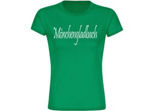 4068859184384 - multifanshop Damen T-Shirt - Mönchengladbach - Schriftzug - Druck weiß - Frauen