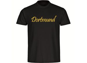 4068859190255 - multifanshop® Herren T-Shirt - Dortmund - Schriftzug - Druck gelb - Männer