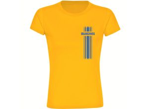 4068859202170 - multifanshop Damen T-Shirt - Braunschweig - Streifen - Druck blau - Frauen