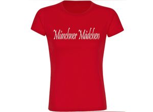 4068859155100 - multifanshop Damen T-Shirt - München rot - Münchner Mädchen - Druck weiß - Frauen