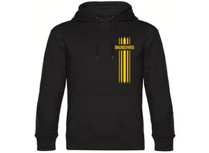 4068859202712 - multifanshop Kapuzen Sweatshirt - Braunschweig - Streifen - Druck gelb - Hoodie