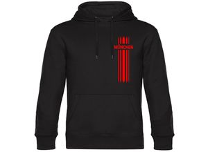4068859129972 - multifanshop Kapuzen Sweatshirt - München rot - Streifen - Druck rot - Hoodie