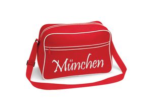 4068859161590 - multifanshop Retrotasche - München rot - Schriftzug - Druck weiß - Tasche