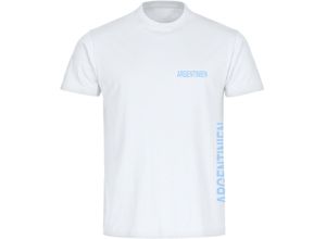 4068859272425 - multifanshop Herren T-Shirt - Argentinien - Brust & Seite - Druck hellblau - Männer