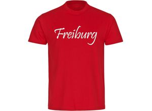 4068859158460 - multifanshop Herren T-Shirt - Freiburg - Schriftzug - Druck weiß - Männer
