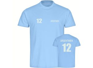 4068859272777 - multifanshop Herren T-Shirt - Argentinien - Trikot Nummer 12 - Druck weiß - Männer