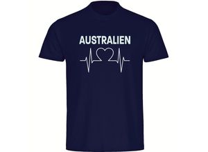 4068859276607 - multifanshop Herren T-Shirt - Australien - Herzschlag - Druck weiß - Männer