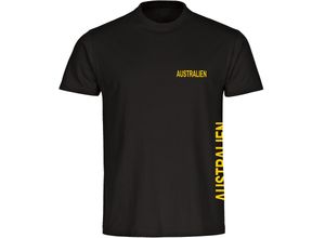 4068859278144 - multifanshop Kinder T-Shirt - Australien - Brust & Seite - Druck gelb - Kind