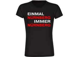 4068859145989 - multifanshop Damen T-Shirt - Nürnberg - Einmal Immer - Druck rot - Frauen