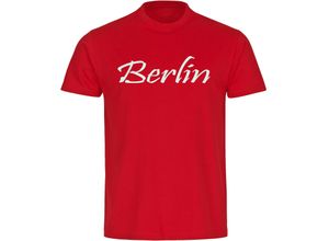 4068859157234 - multifanshop Herren T-Shirt - Berlin rot - Schriftzug - Druck weiß - Männer