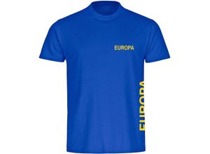 4068859301590 - multifanshop Herren T-Shirt - Europa - Brust & Seite - Druck gelb - Männer