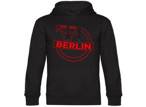 4068859134051 - multifanshop Kapuzen Sweatshirt - Berlin rot - Meine Fankurve - Druck rot - Hoodie
