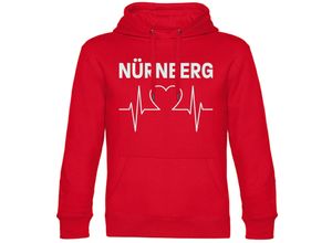 4068859116934 - multifanshop Kapuzen Sweatshirt - Nürnberg - Herzschlag - Druck weiß - Hoodie