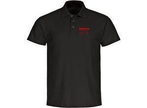 4068859104115 - multifanshop Poloshirt - Berlin rot - Herzschlag - Druck rot - Polo