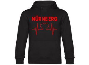 4068859116880 - multifanshop Kapuzen Sweatshirt - Nürnberg - Herzschlag - Druck rot - Hoodie