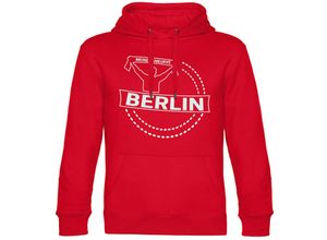 4068859134143 - multifanshop Kapuzen Sweatshirt - Berlin rot - Meine Fankurve - Druck weiß - Hoodie