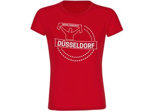 4068859134495 - multifanshop Damen T-Shirt - Düsseldorf - Meine Fankurve - Druck weiß - Frauen