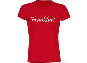 4068859158200 - multifanshop Damen T-Shirt - Frankfurt - Schriftzug - Druck weiß - Frauen