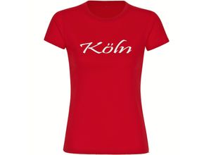 4068859159825 - multifanshop Damen T-Shirt - Köln - Schriftzug - Druck weiß - Frauen