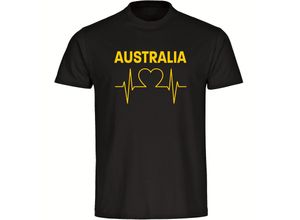 4068859334796 - multifanshop Kinder T-Shirt - Australia - Herzschlag - Druck gelb - Kind