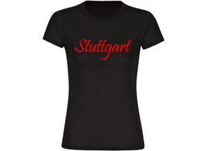 4068859162245 - multifanshop Damen T-Shirt - Stuttgart - Schriftzug - Druck rot - Frauen