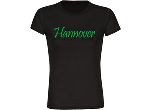 4068859183905 - multifanshop Damen T-Shirt - Hannover - Schriftzug - Druck grün - Frauen