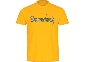 4068859206086 - multifanshop Herren T-Shirt - Braunschweig - Schriftzug - Druck blau - Männer