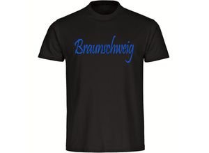 4068859205973 - multifanshop Herren T-Shirt - Braunschweig - Schriftzug - Druck blau - Männer