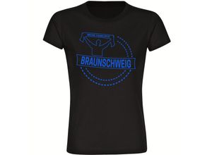 4068859203337 - multifanshop Damen T-Shirt - Braunschweig - Meine Fankurve - Druck blau - Frauen