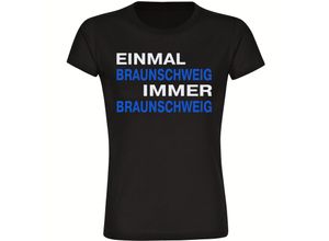 4068859204389 - multifanshop Damen T-Shirt - Braunschweig - Einmal Immer - Druck blau - Frauen