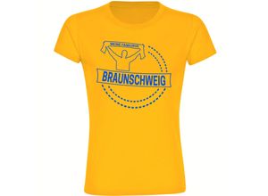 4068859203467 - multifanshop Damen T-Shirt - Braunschweig - Meine Fankurve - Druck blau - Frauen