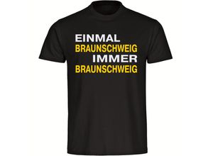 4068859204433 - multifanshop Kinder T-Shirt - Braunschweig - Einmal Immer - Druck gelb - Kind