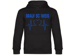 4068859201173 - multifanshop Kapuzen Sweatshirt - Braunschweig - Herzschlag - Druck blau - Hoodie