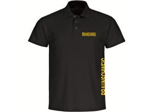 4068859198527 - multifanshop Poloshirt - Braunschweig - Brust & Seite - Druck gelb - Polo