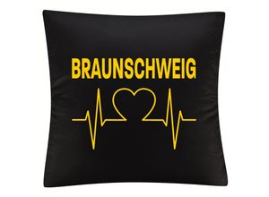 4068859201593 - multifanshop Kissenbezug - Braunschweig - Herzschlag - Druck gelb - Kissen