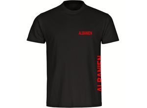 4068859448240 - multifanshop Herren T-Shirt - Albanien - Brust & Seite - Druck rot - Männer